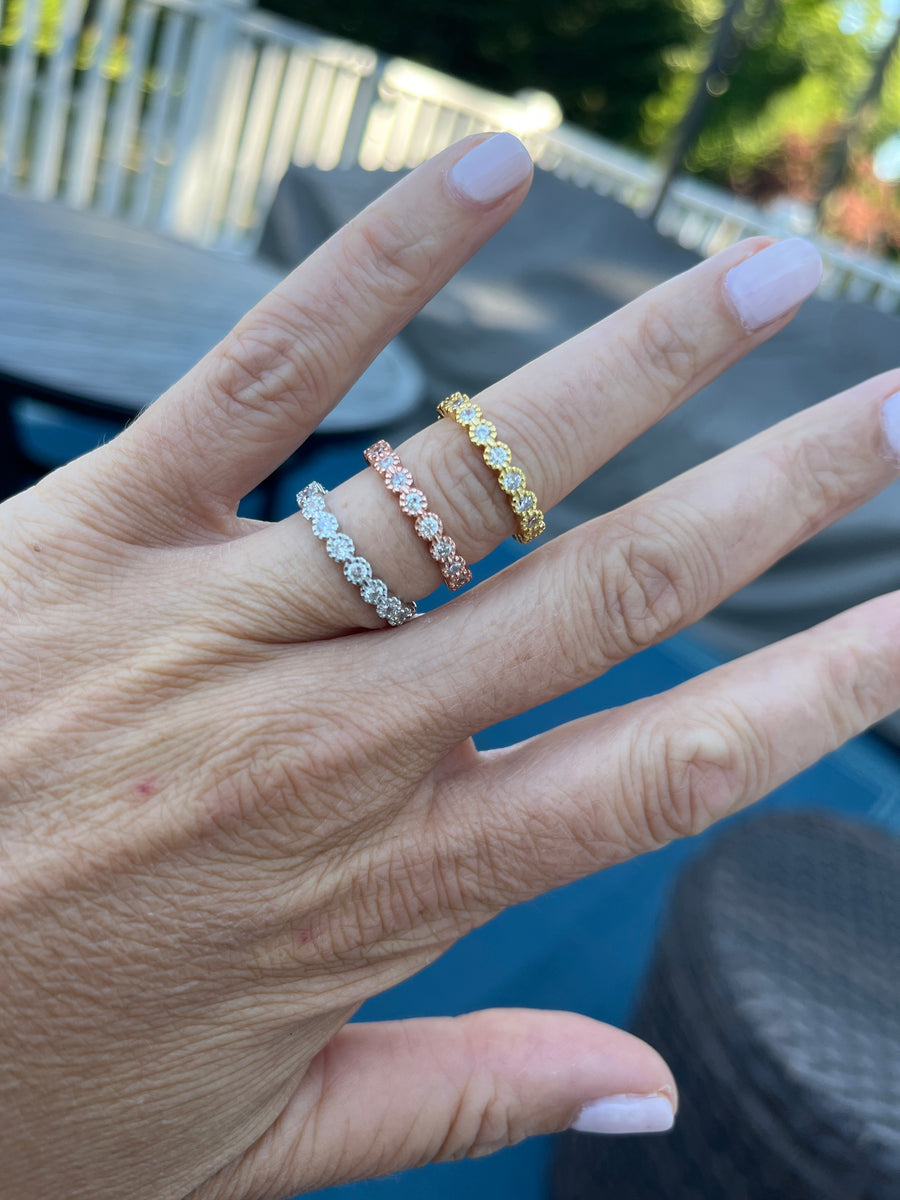 Bezel Set Tri Color Set of Stacking Bands – Jade Skye Jewelry