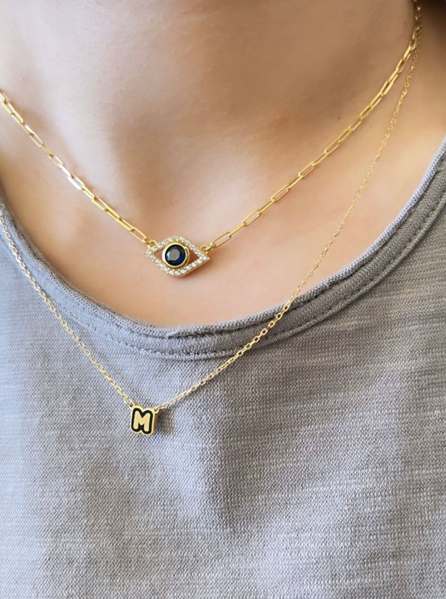Evil Eye Paperclip Necklace – Jade Skye Jewelry